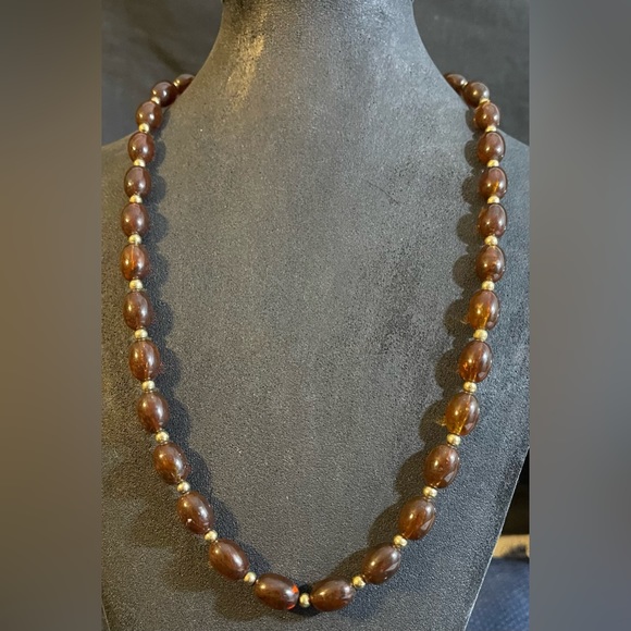 Vintage | Jewelry | Vintage Root Beer Colored Beads Barrel Shaped ...